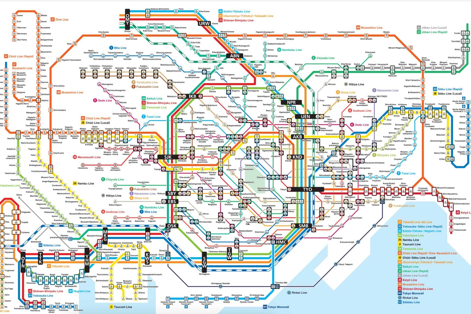 Tokyo JR map | Free PDF download | GetJRPass